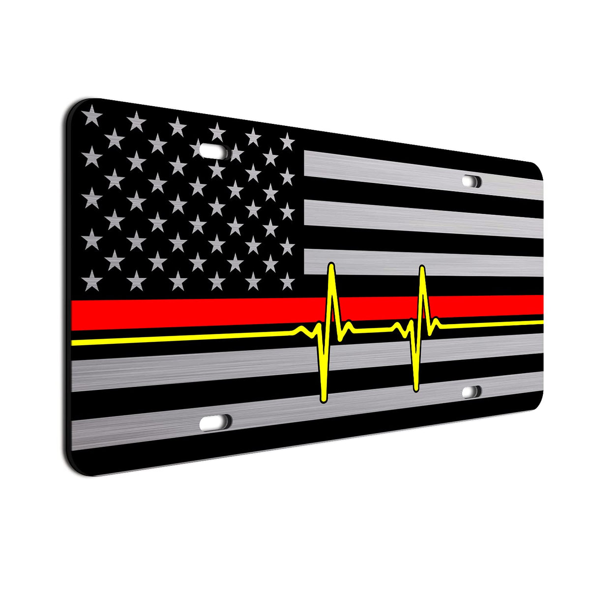 American Flag License Plate Thin Red Line Dispatcher Heartbeat Thick H ...