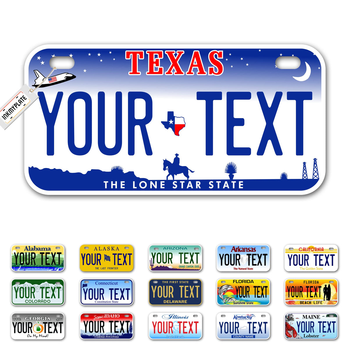Inkmyplate Personalized Texas Small License Plate | Bike 6X3 Inch | Se ...