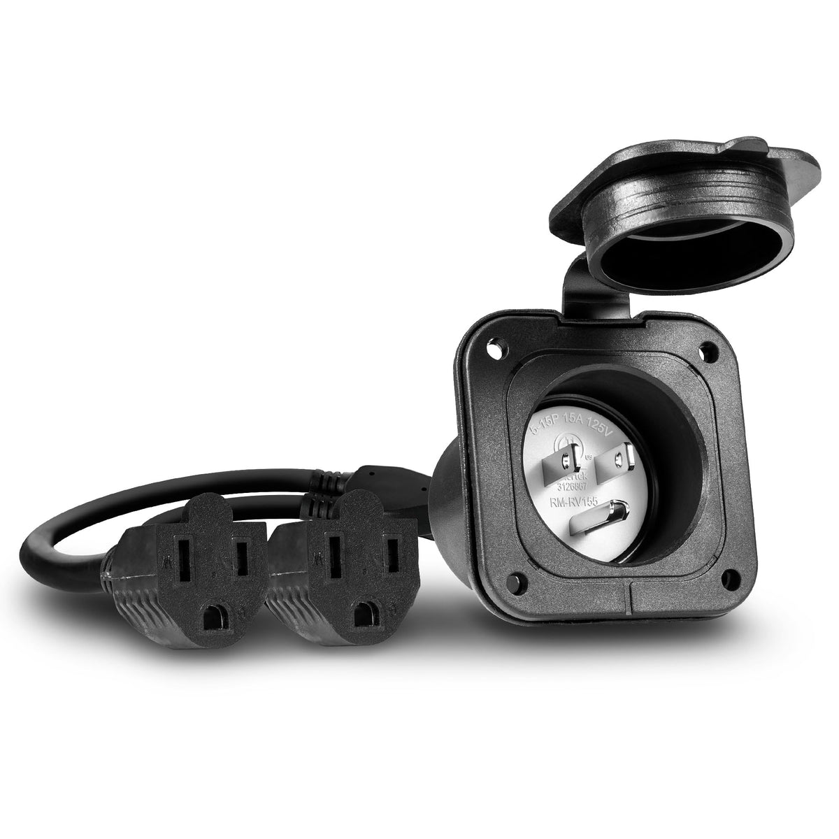 True Mods 15A Flanged Inlet Shore Power Supply Receptacle Plug With 2 ...