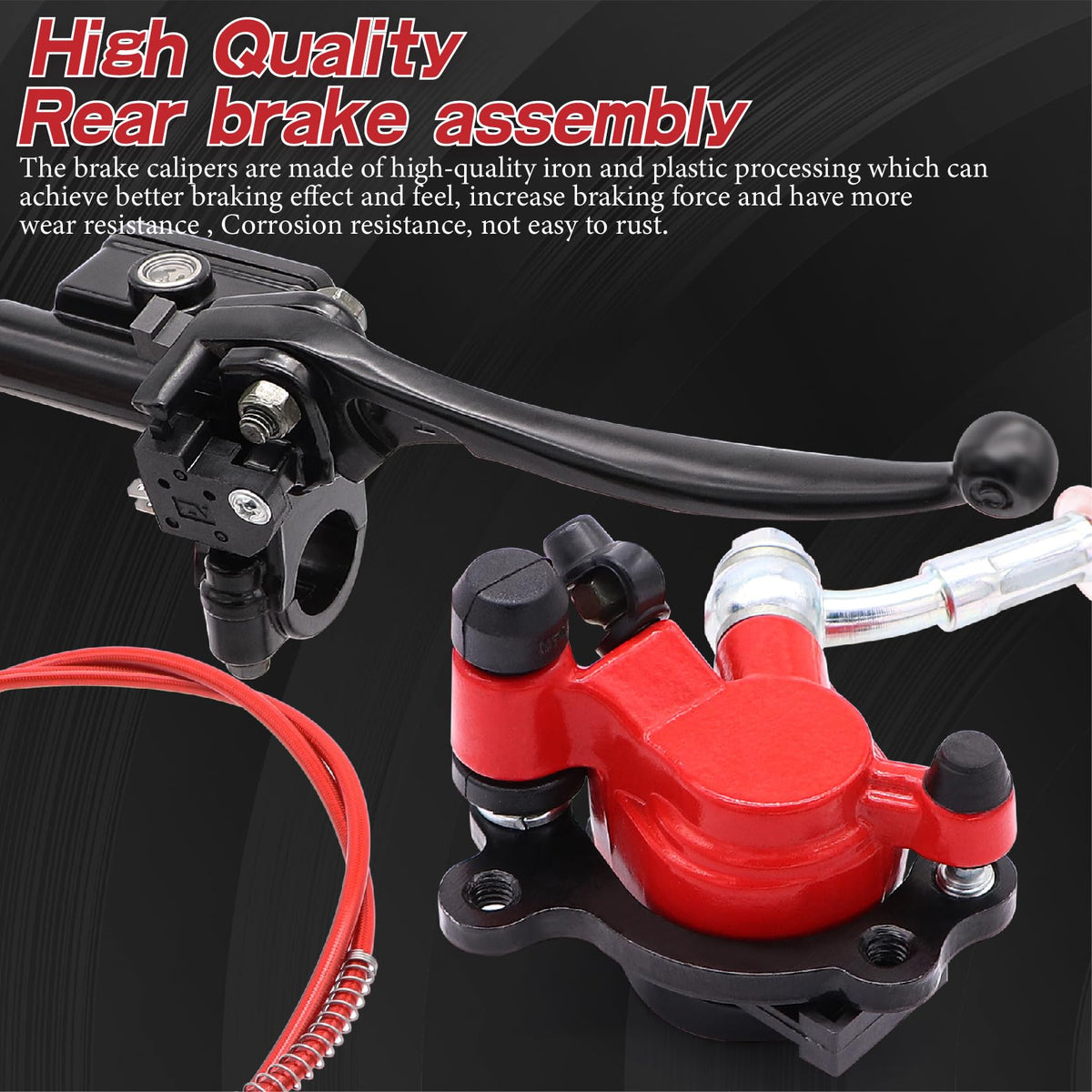 Ruikarhop Hydraulic Mini Bike Brake Kit for 7/8" Handlebars - Red, Com ...