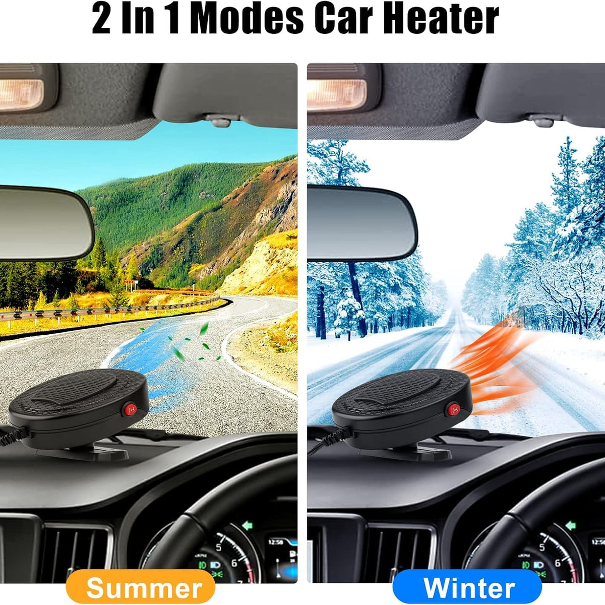Machswon 2 In 1 Car Heater And Cooler Fan - 150W 12V Auto Defroster An ...