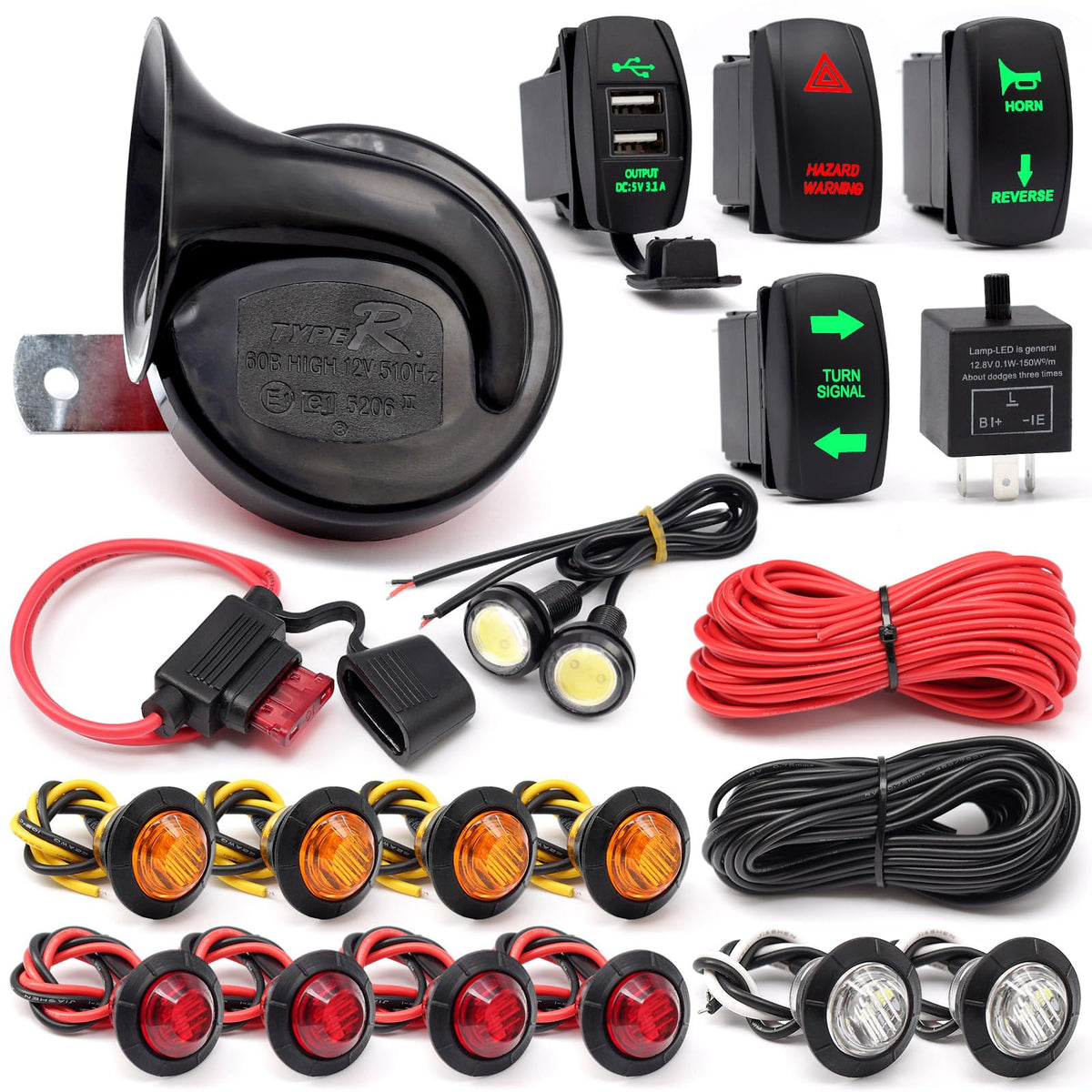 Universal Atv Utv Turn Signal Horn Kit,Street Legal Kit For Utv Rov At ...