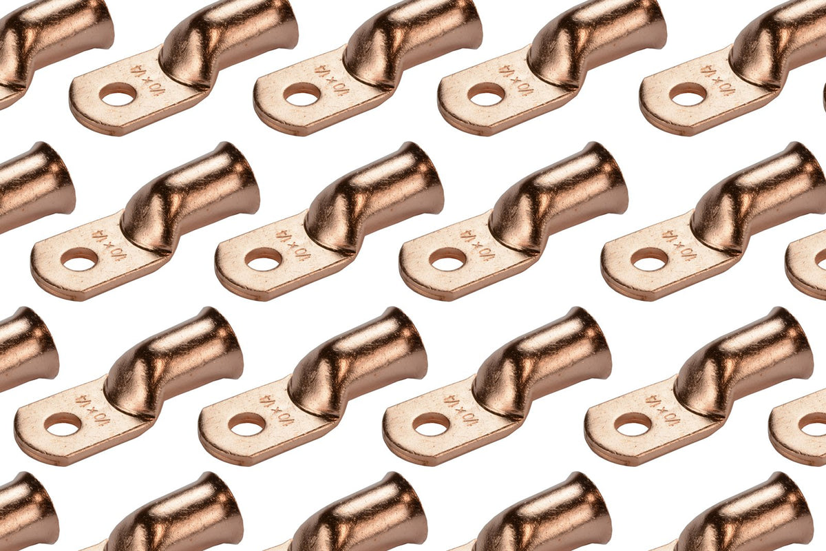 Temco 100 Pack Bare Copper Welding Battery Cable Ends, Lugs Terminal 1 ...