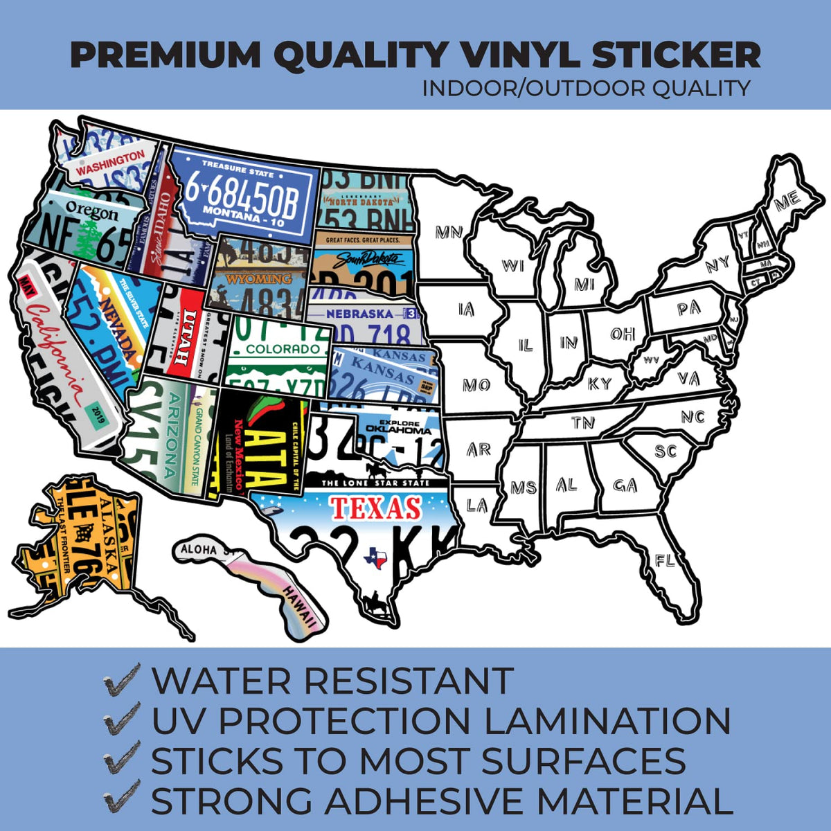Rv State Travel Usa Map Vinyl Sticker - Camper Trailer Decals For Wind ...