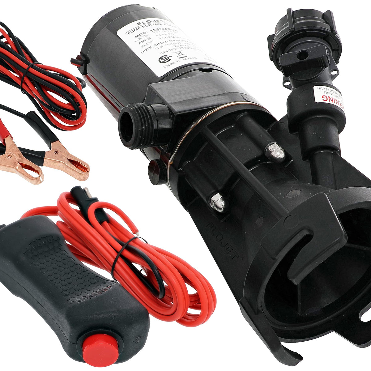 Flojet 18555-000A Portable Rv Waste Pump With Garden Hose Discharge Po ...